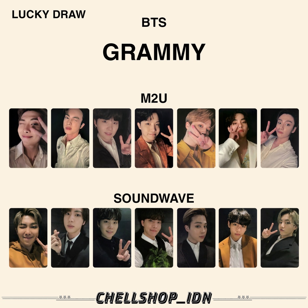 โฟโต้การ์ด BTS BE LUCKY DRAW GRAMMY M2U SOUNDWAVE | Shopee Thailand