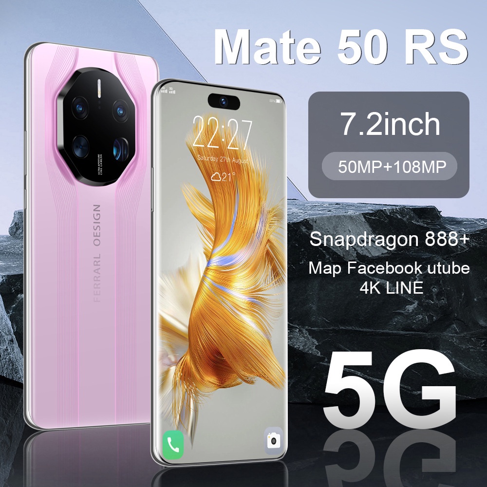 Mate50 RS Porsche Android สมาร์ทโฟน 2G 16G หน่วยความจําการค้าต่างประเทศมือถือ HD หน้าจอ 7.2 นิ้ว ...