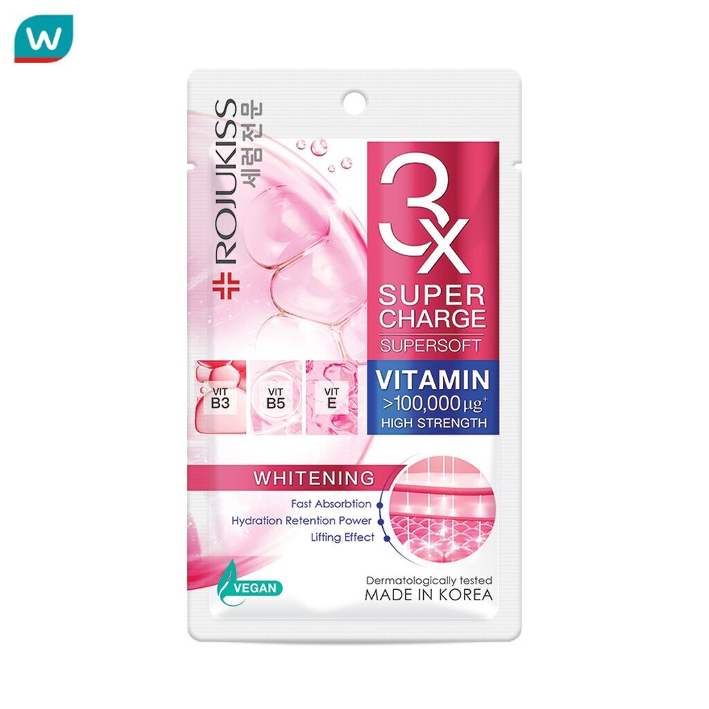 Rojukiss โรจูคิส ซุปเปอร์ชาร์จ ซุปเปอร์ซอฟท์ ไวท์เทนนิ่ง มาส์ก 1 แผ่น ...