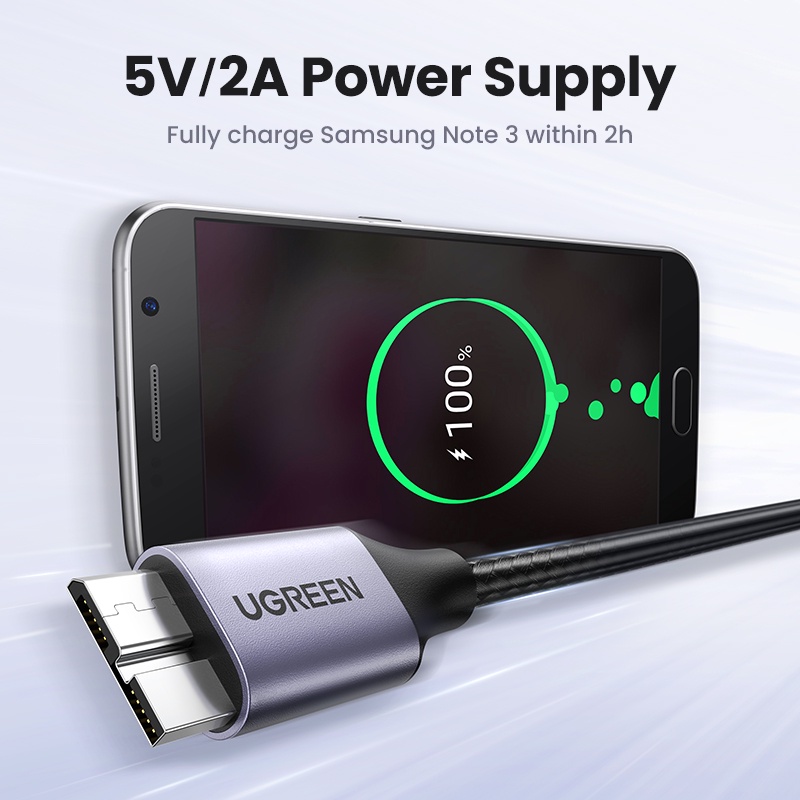 Ugreen สายเคเบิล Micro USB 3.0 USB 3.0 A เป็น Micro B ไนล่อนถัก ฮาร์ดไดรฟ์ภายนอก สําหรับ Samsung ...