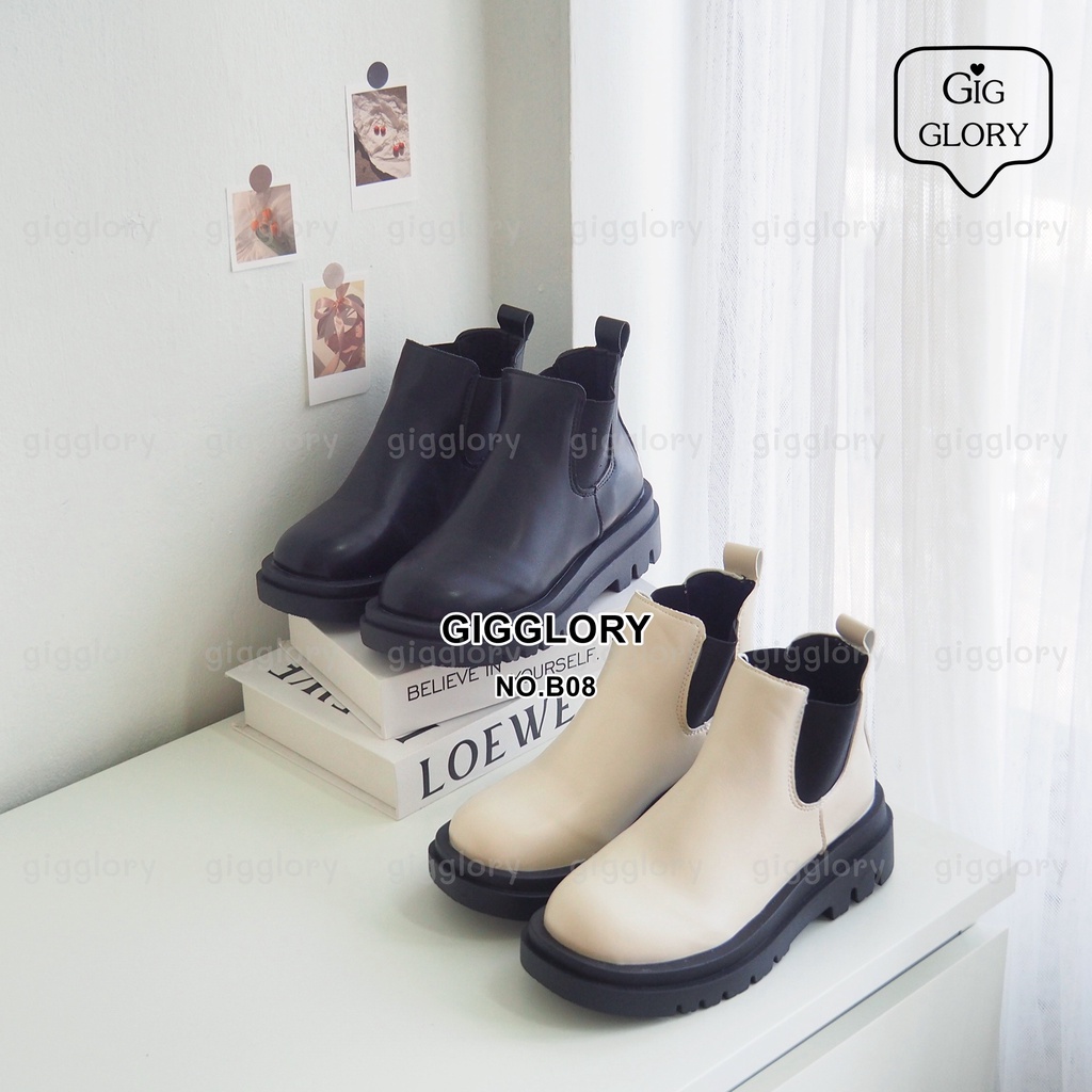 ️ พร้อมส่ง รองเท้าบูทแบบสวม บูทสั้น สไตล์เกาหลี (No.B08) | Shopee Thailand