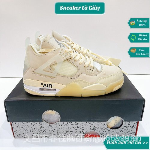 Off White OFFWHITE Air jordan 4 รองเท้าผ้าใบ -(JD4 Off White) - กล่อง ...