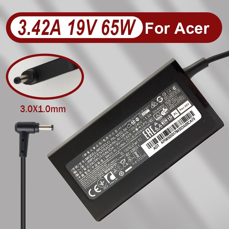 19v 3.42A 65W 3.0x1.0 มม.PA-160-86 อะแดปเตอร์ AC สําหรับ ACER Swift3 SF314 A11-065N1A ADP-65VH F ...