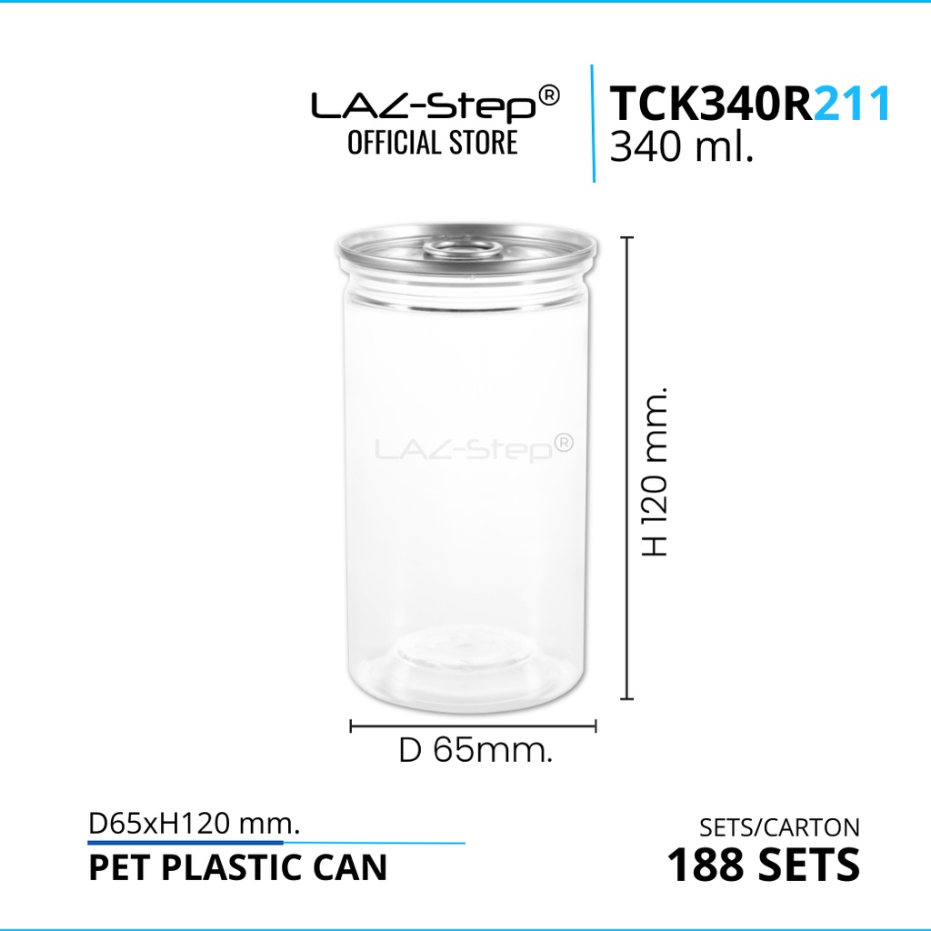 LAZ-Step กระป๋องพลาสติกฝาดึง PET CANS TCK340R211 ขนาด 340 ml. บรรจุลัง ...