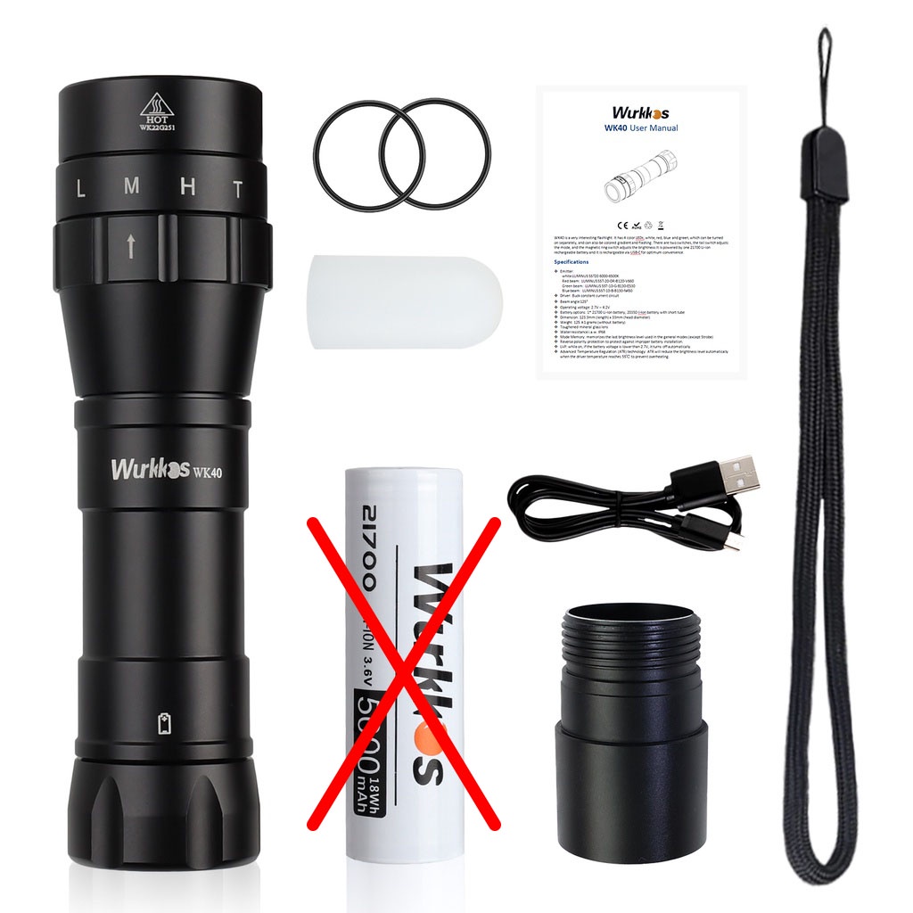 Wurkkos WK40 RGBW ไฟฉาย Led 4 ดวง พร้อมออปติก TIR ไล่โทนสี 21700 ...