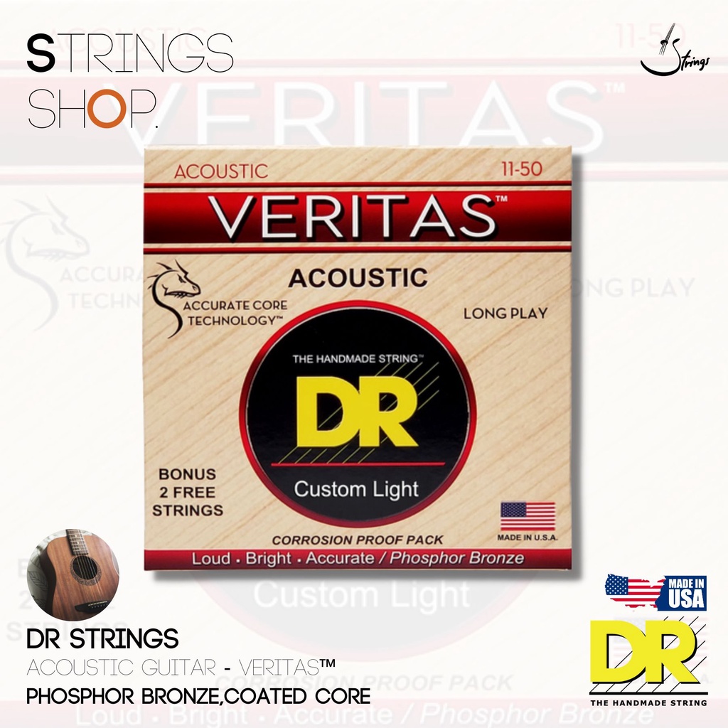 Dr Strings สายกีตาร์โปร่ง Eritas™ - Coated Core Technology Acoustic ...