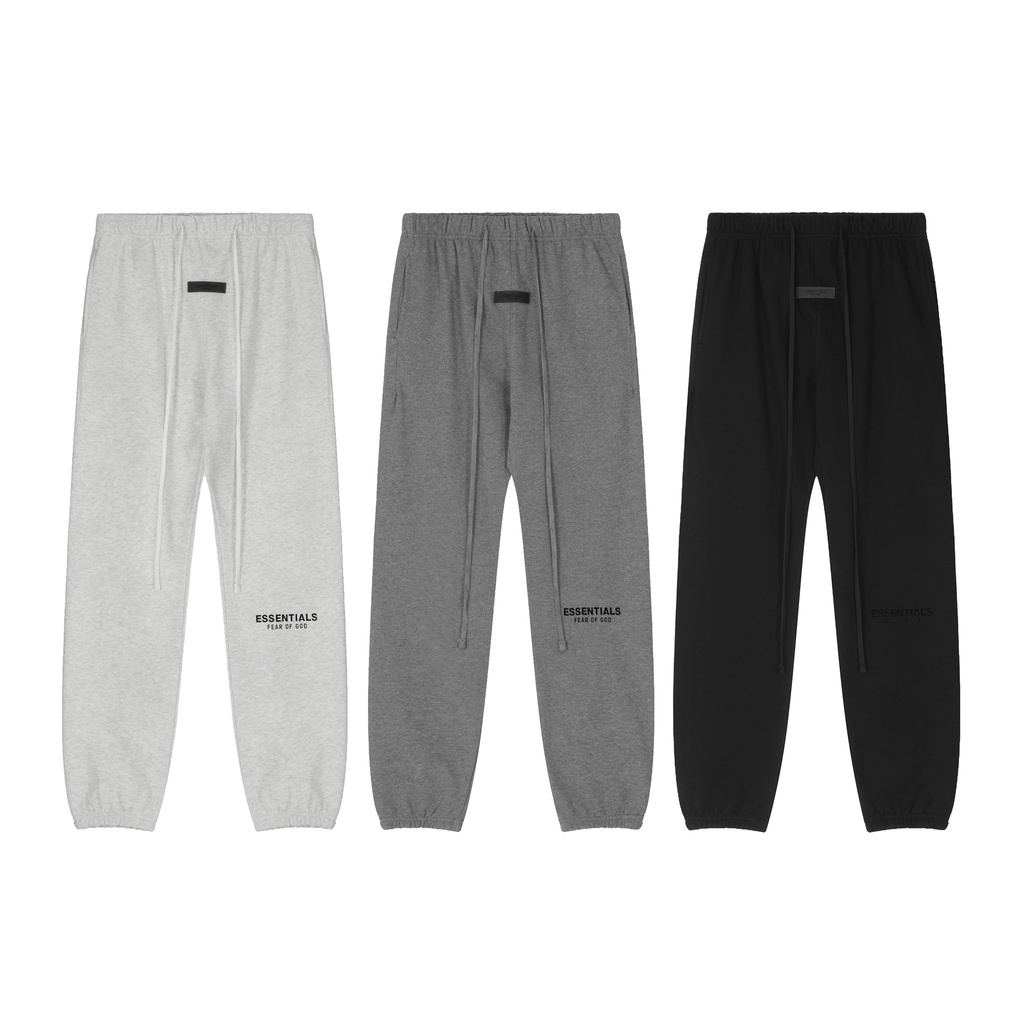 Fear OF GOD DOUBLE LINE ESSENTIALS Drawstring Leggings FOG ตัวอักษรแฟชั่น Flocking กางเกงลำลอง ...