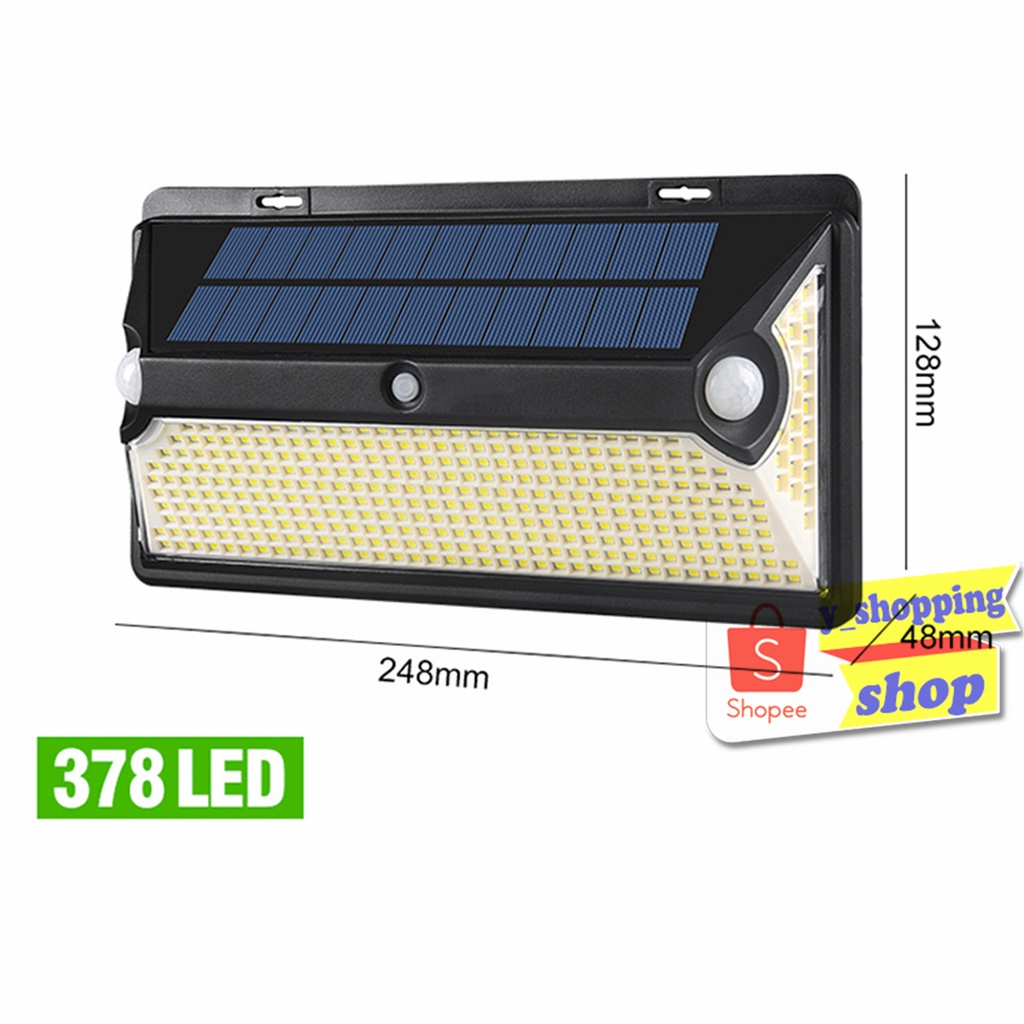 (1pcs)2023 NEW solar light Sensor 378 LED 3โหมด มีเซ็นเซอร์ 2 ตัว ขนาด ...