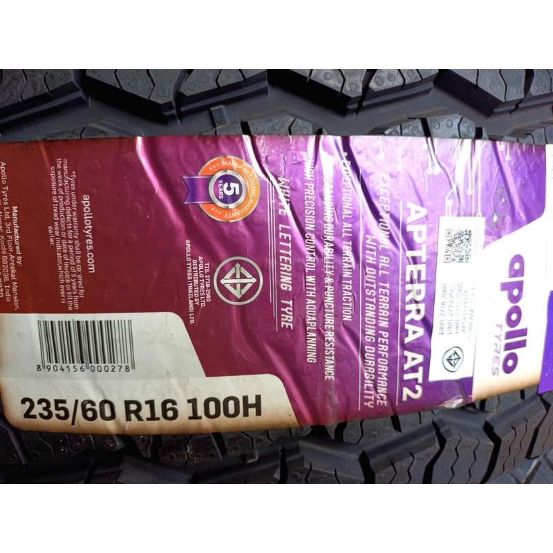 ** มี 2 เส้นค่ะ** ยางใหม่ค้างปี 235/60R16 Apollo Apterra AT2 ผลิตปี ...