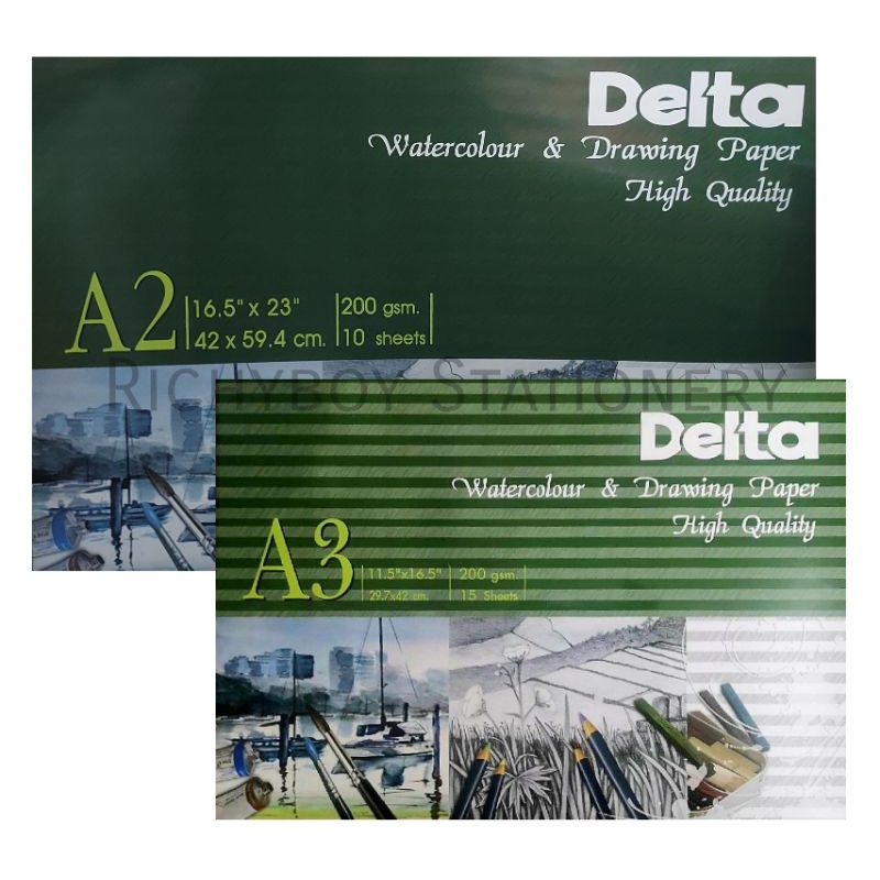 กระดาษวาดเขียนเดลต้า 100 ปอนด์ 200 แกรม Delta Drawing Paper แบบหยาบ A2 ...