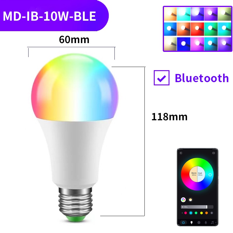 MODI หลอดไฟอัจฉริยะ 10W ขั้วE27 Smart LED Bulb ปรับได้16ล้านสี ควบคุม ...