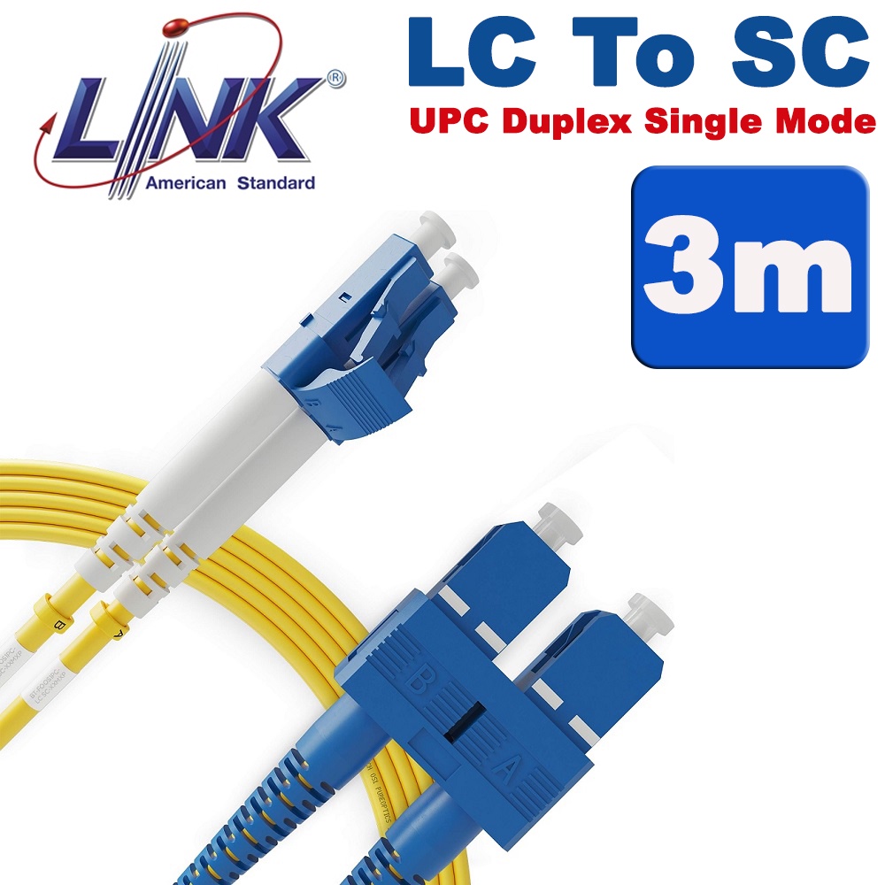 3M Link Fiber Optic patch cord LC To SC UPC Duplex Single Mode OS2 9/ ...