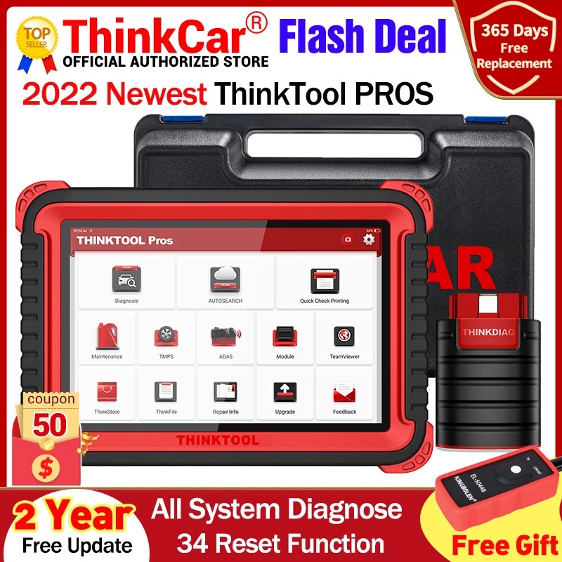 Thinkcar THINKTOOL Pros เครื่องสแกนเนอร์วิเคราะห์รหัส TPMS OBD2 10 นิ้ว ...