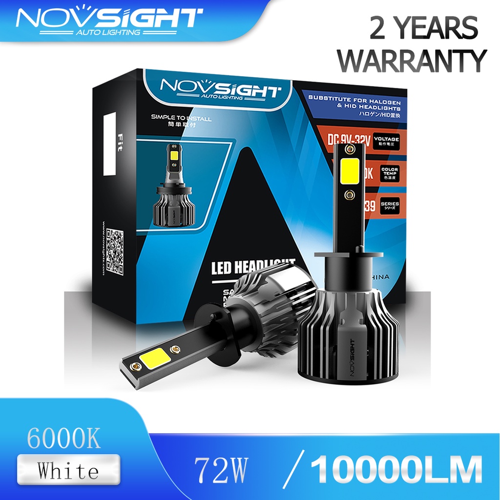 Novsight N39 H11 หลอดไฟหน้ารถยนต์ LED 10000LM 72W 6000K ขนาดเล็ก สีขาว ...