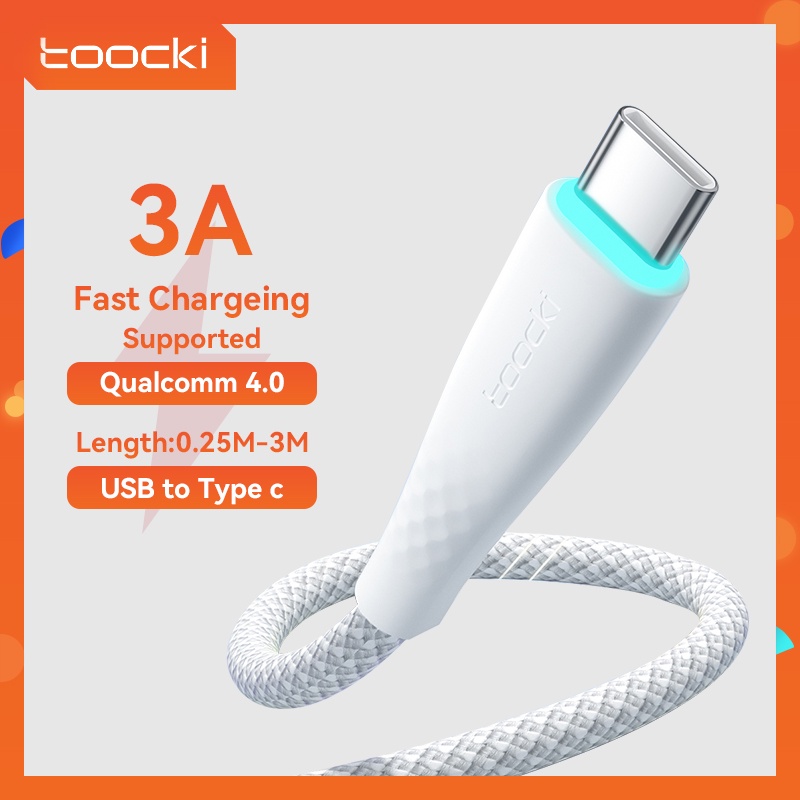 Toocki 3A Type C สายชาร์จ สายข้อมูล สายชาร์จ USB Type C สําหรับโทรศัพท์ ...