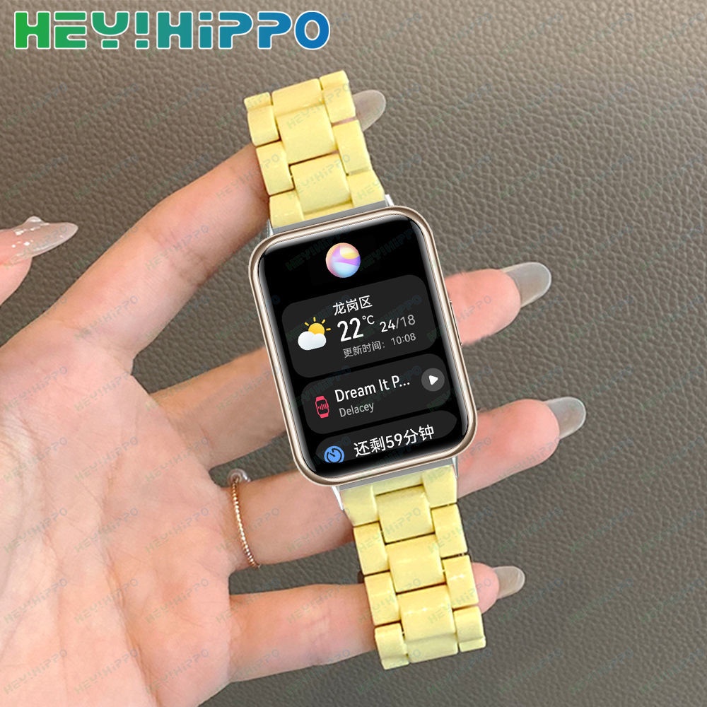 สายนาฬิกาข้อมือเรซิ่น สีแคนดี้ พร้อมเคสป้องกัน TPU สําหรับ Huawei Watch ...