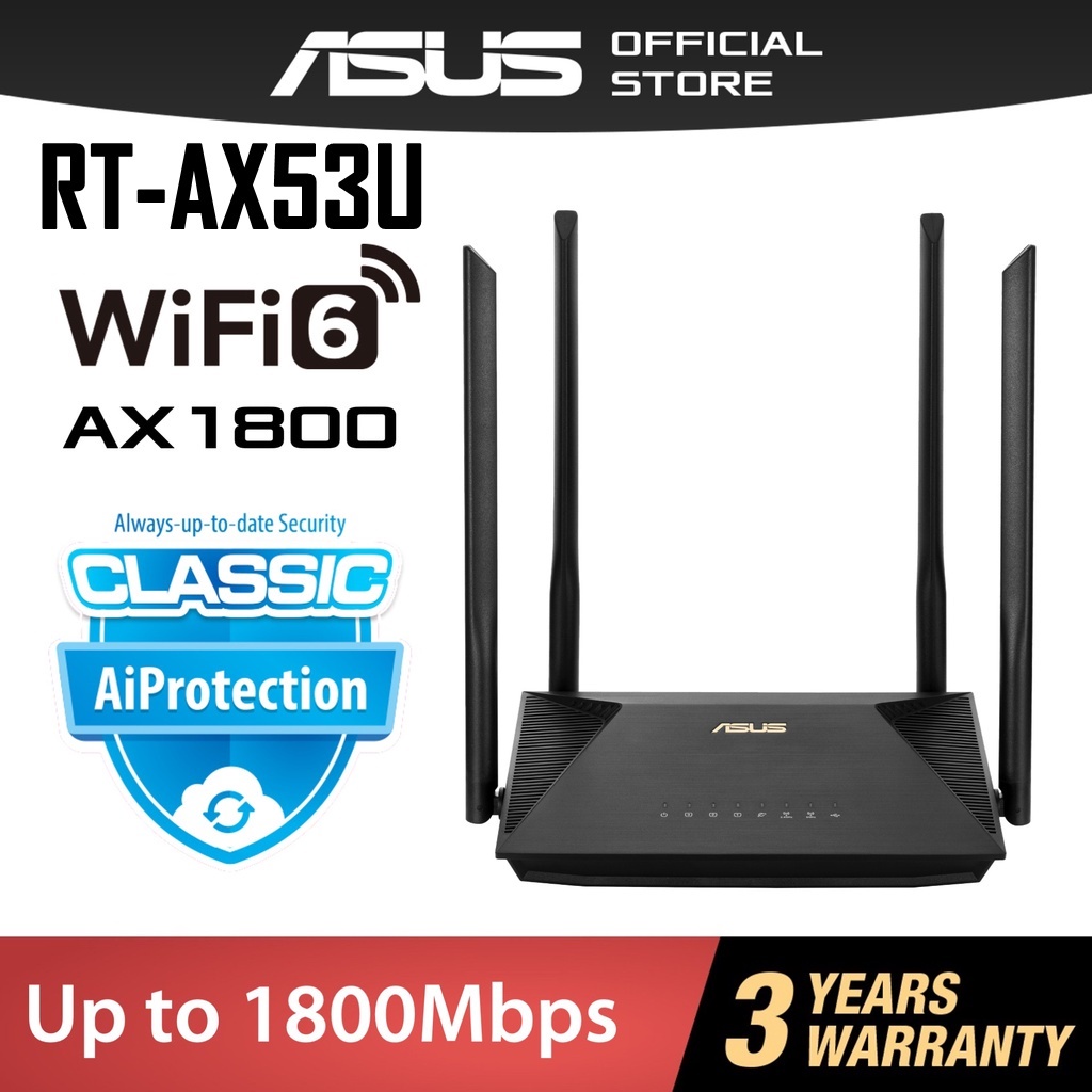 🔥ขายดีมาก🔥ASUS (RT-AX53U) Wireless AX1800 WiFi 6 Dual band Gigabit ...
