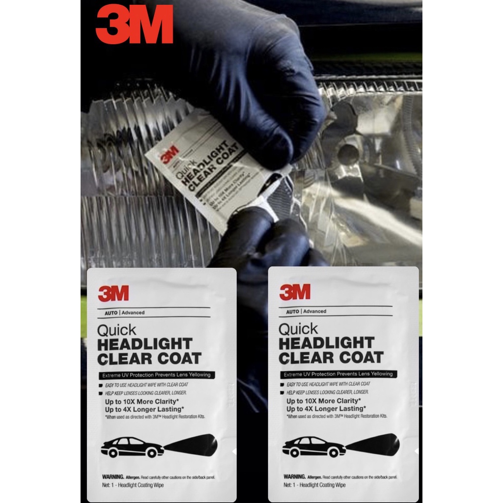 3M quick headlight clear coat ชุดเคลือบไฟหน้ารถยนต์ ให้กลับมาใสอีกครั้ง ...