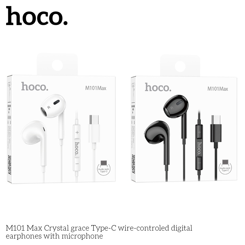 Hoco M101 Max หูฟัง พร้อมไมค์ หัว Aux 3.5mm, Type-C หูฟังซัมซุง, iOS Pad, Huawei, Samsung หูฟัง ...