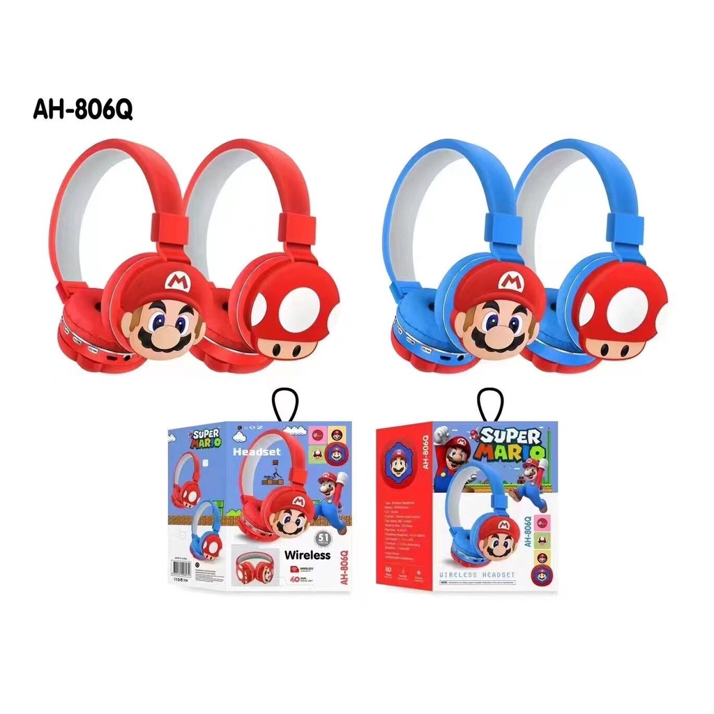 หูฟังบลูทูทลายมาริโอ้การ์ตูนน่ารัก เสียงดี Wireless Headphones AH806Q ...