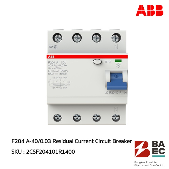 ABB F204 A-40/0.03 Residual Current Circuit Breaker | Shopee Thailand