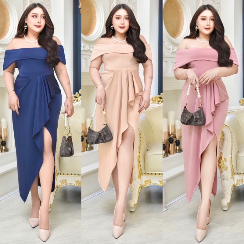Janny เดรสสาวอวบ อ้วน Bigsize Plussize XXL ชุดออกงาน ชุดราตรี ผ้ามิลิน | Shopee Thailand