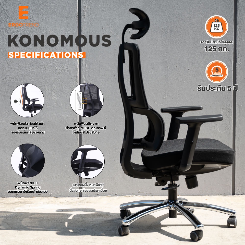 Ergotrend เก้าอี้เพื่อสุขภาพเออร์โกเทรน รุ่น Konomous | Shopee Thailand