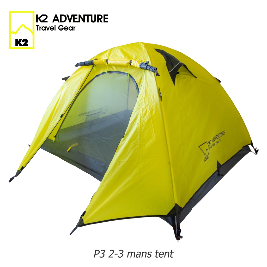 เต็นท์มอเตอร์ไซค์ K2 ADVENTURE รุ่น P3 สีเหลือง นอน 2-3 คน เก็บเล็ก น้ำหนักเบา เสาอลู กันฝน กัน ...