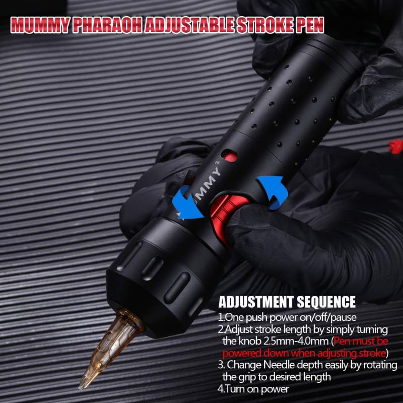 Mummy tattoo pen wireless ปากกาสักเพน Rotary ไร้สาย ใช้แบตเตอรี่ในตัว ...