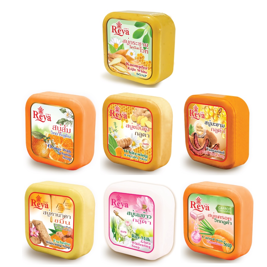 🌟 1 โหล (12ชิ้น)สบู่เรยา สบู่สมุนไพรผลไม้ เรยา REYA SOAP 65กรัม | Shopee Thailand