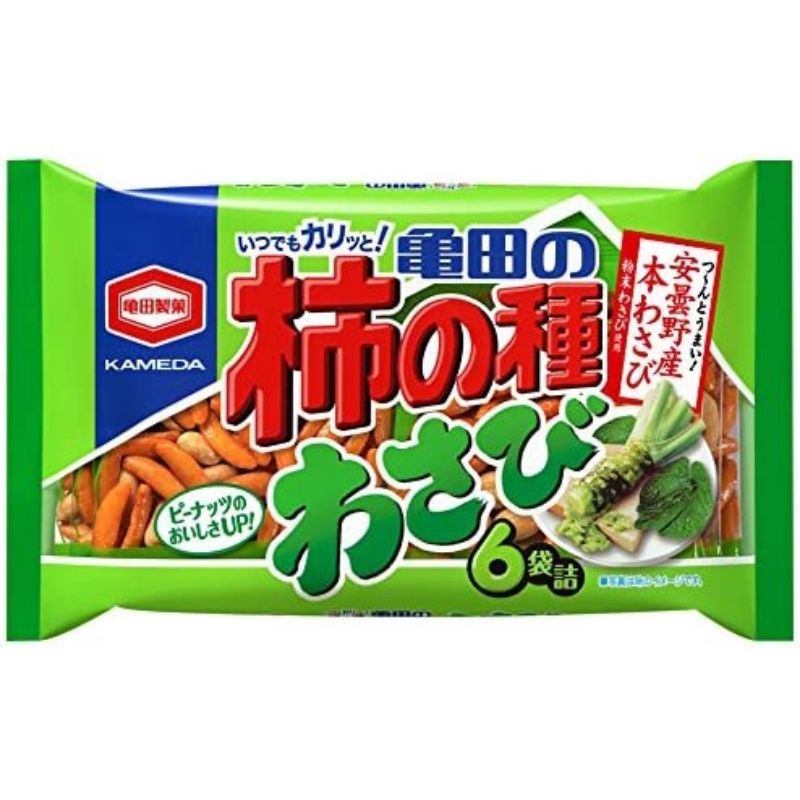 ขนมข้าวอบกรอบญี่ปุ่น KAMEDA Kaki no Wasabi คาคิโนะ ข้าวอบกรอบ รสวาซาบิ จากญี่ปุ่น 164g (ถุงแพ็ค6 ...