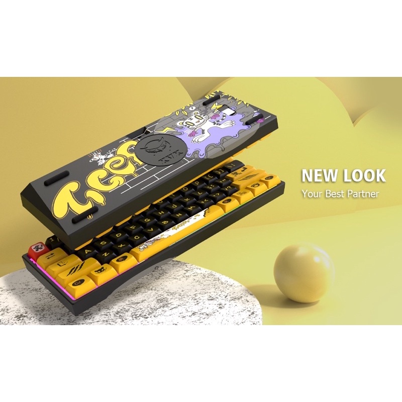 คีย์บอร์ด XVX M61 Tiger Keyboard 60% Mechanical Keyboard,2.4G Wireless ...