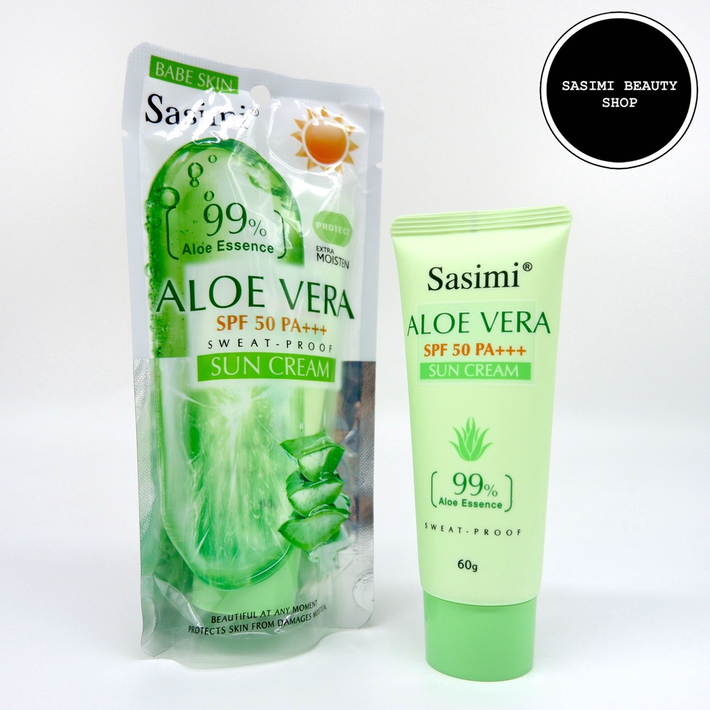 SASIMI Sun Cream ครีมกันแดดซาซิมิ สูตรว่านหางจระเข้ และ ซากุระ SPF50 PA ...