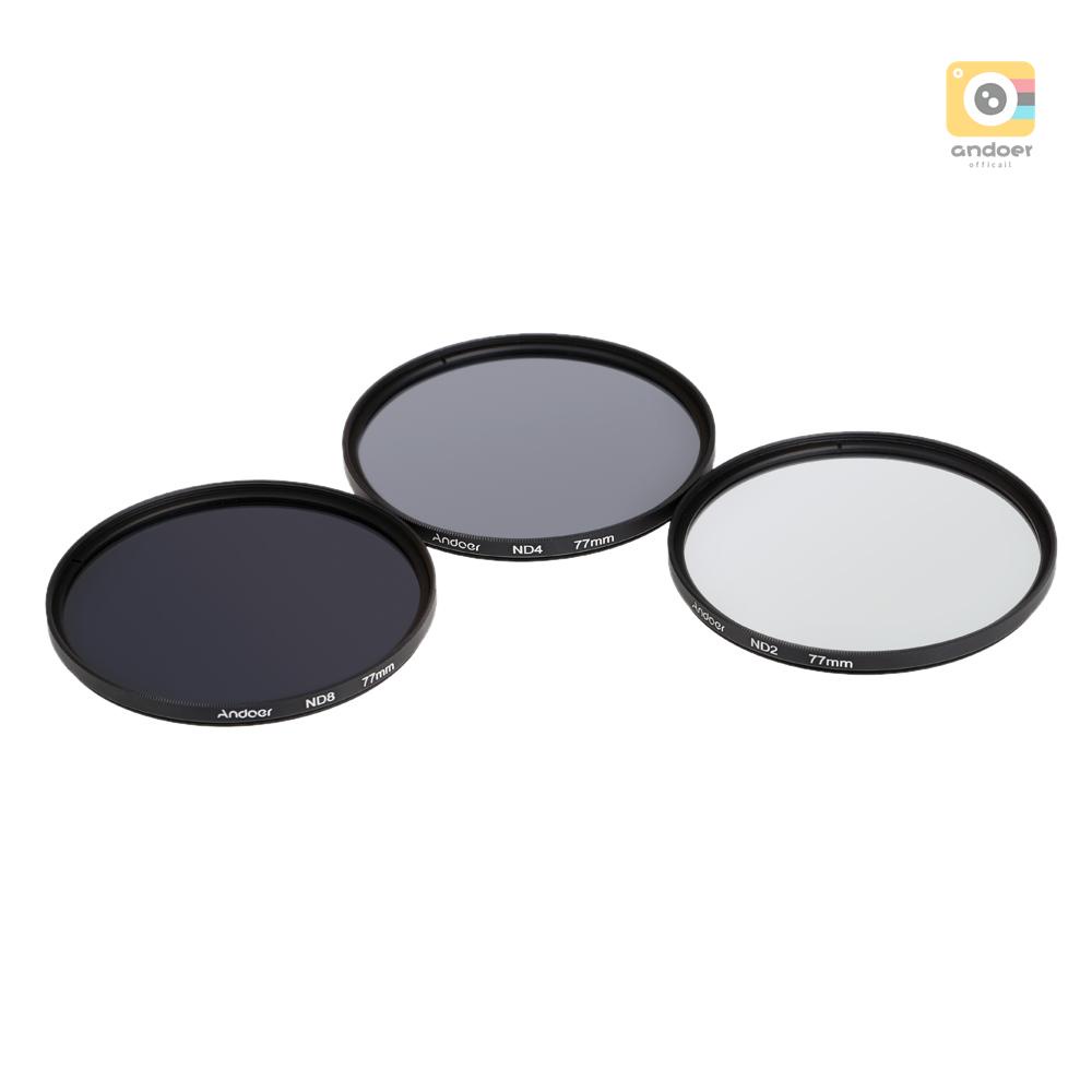 Andoer 77mm Fader ND Filter Kit Neutral Density Photography Filter Set (ND2 ND4 ND8) for Pentax ...