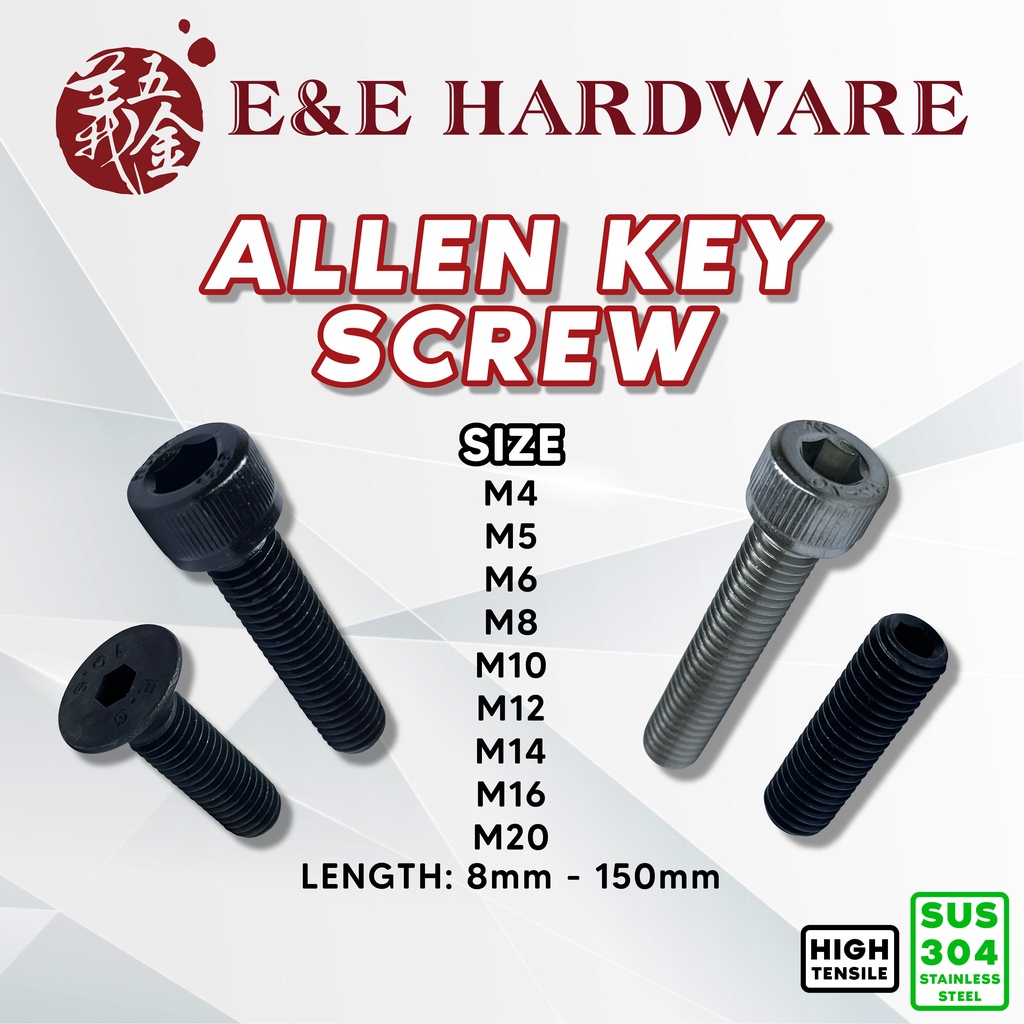 Allen KEY SCREW/SKRU ALLEN KEY/SOCKET HEAD HEXAGON CAP SCREW | Shopee ...