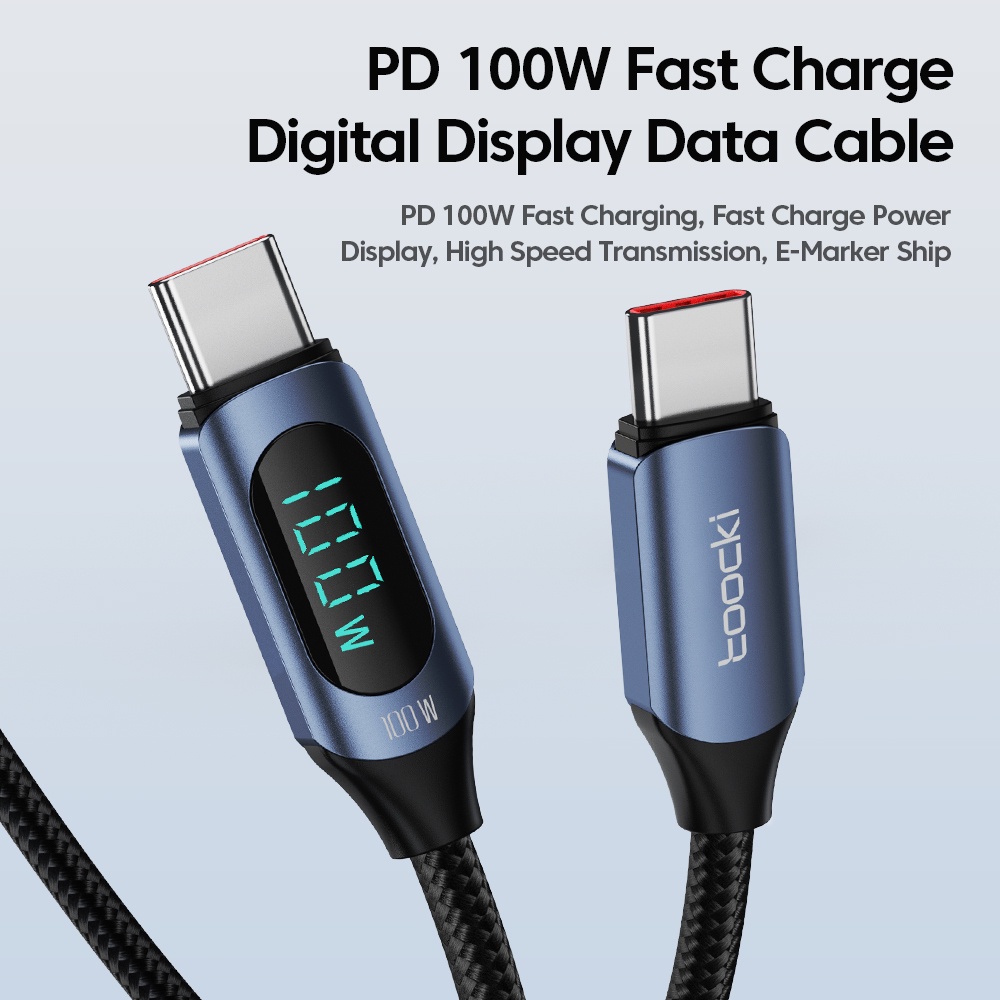 Toocki 100W PD Type C to Type C เคเบิ้ลแสดงการชาร์จไฟอย่างรวดเร็ว USB C to USB C เคเบิ้ลสำหรับ ...