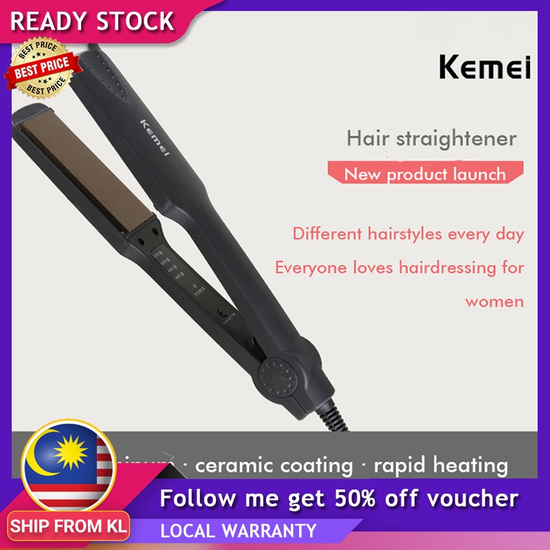 Kemei KM-329 เครื่องหนีบผมเตารีดแบนพร้อม Fast Warm-up Thermal ...