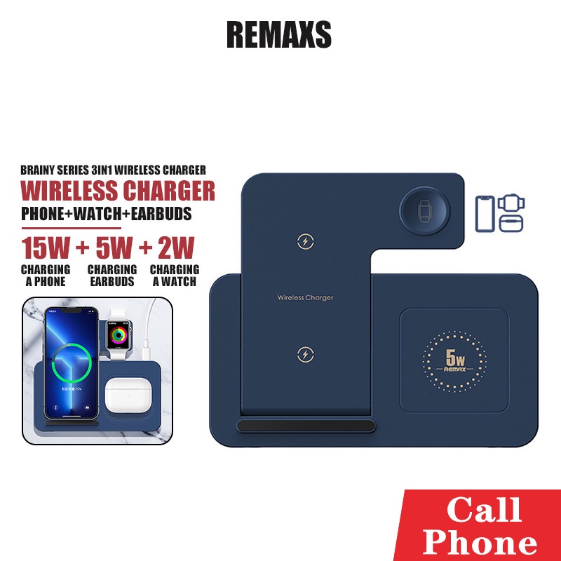 แท่นชาร์จไร้สาย 3 in1 รุ่น RP-W60 Wireless Charger ชาร์จเร็ว 22W สามารถชาร์จโทรศัพท์/นาฬิกา/หู ...
