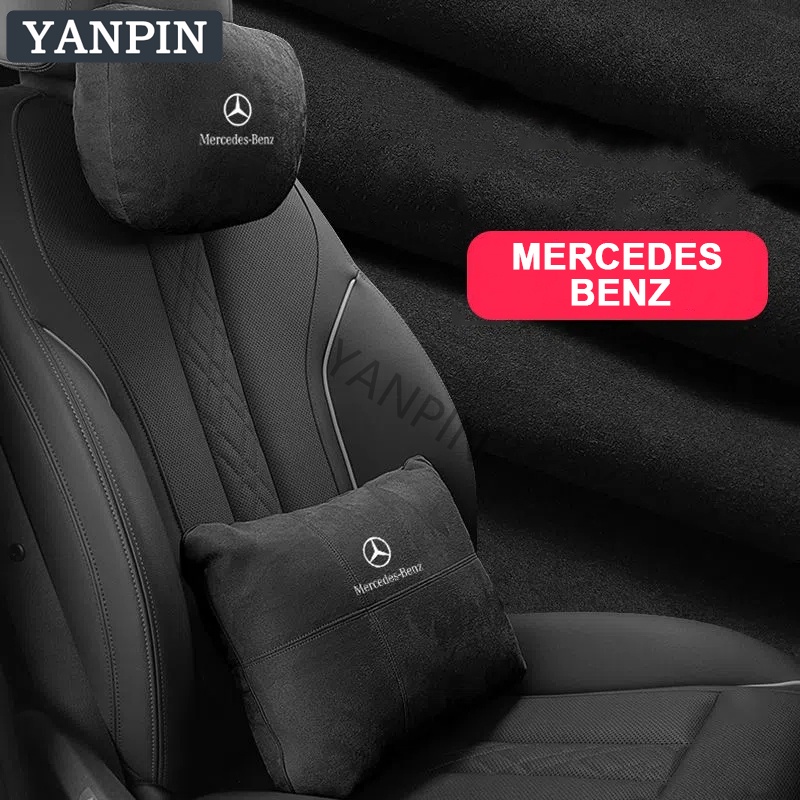 For Benz หมอนรองคอ หนังกลับ สําหรับรถยนต์ Mercedes slk W124 AMG W212 AMG GT63 W210 6X6 W117 W123 ...
