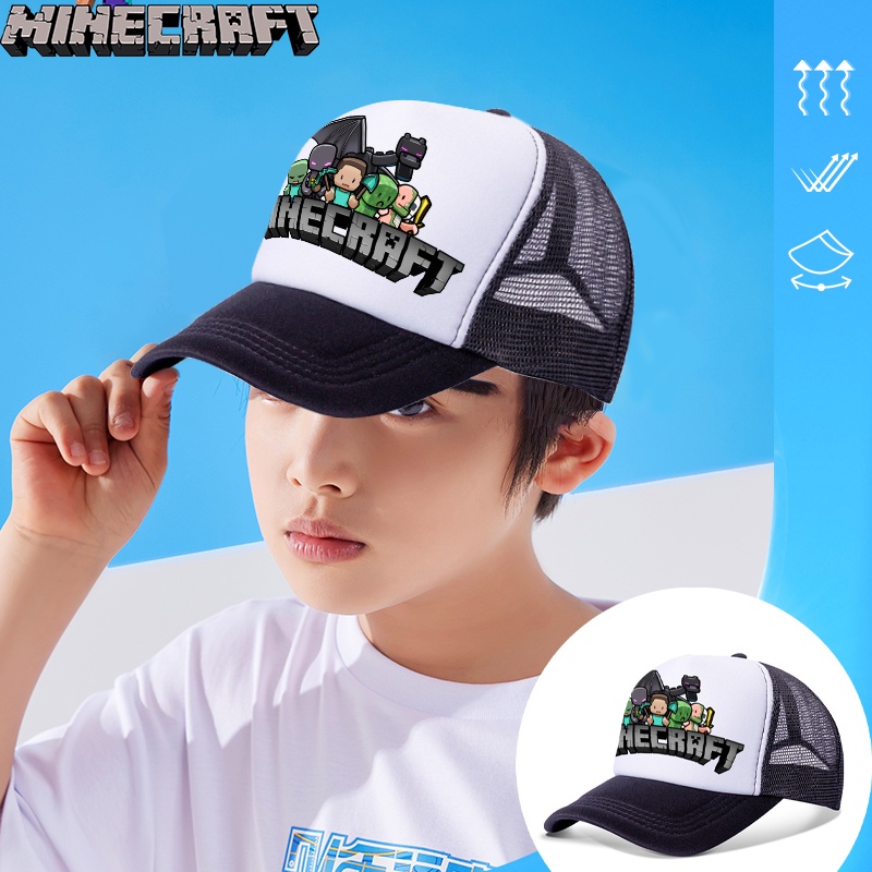 Minecraft Base ball Cap การ์ตูน Minecraft ม่านบังแดดหมวกตาข่ายเด็กผ้า ...