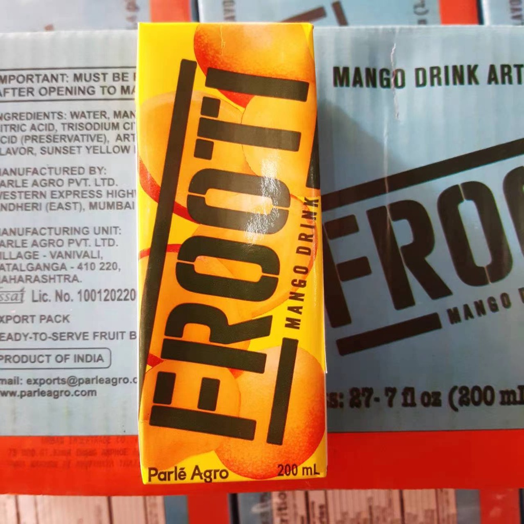 Frooti เครื่องดื่มน้ำมะม่วง Frooti Mango Drink 200mlx27tertra pack ...