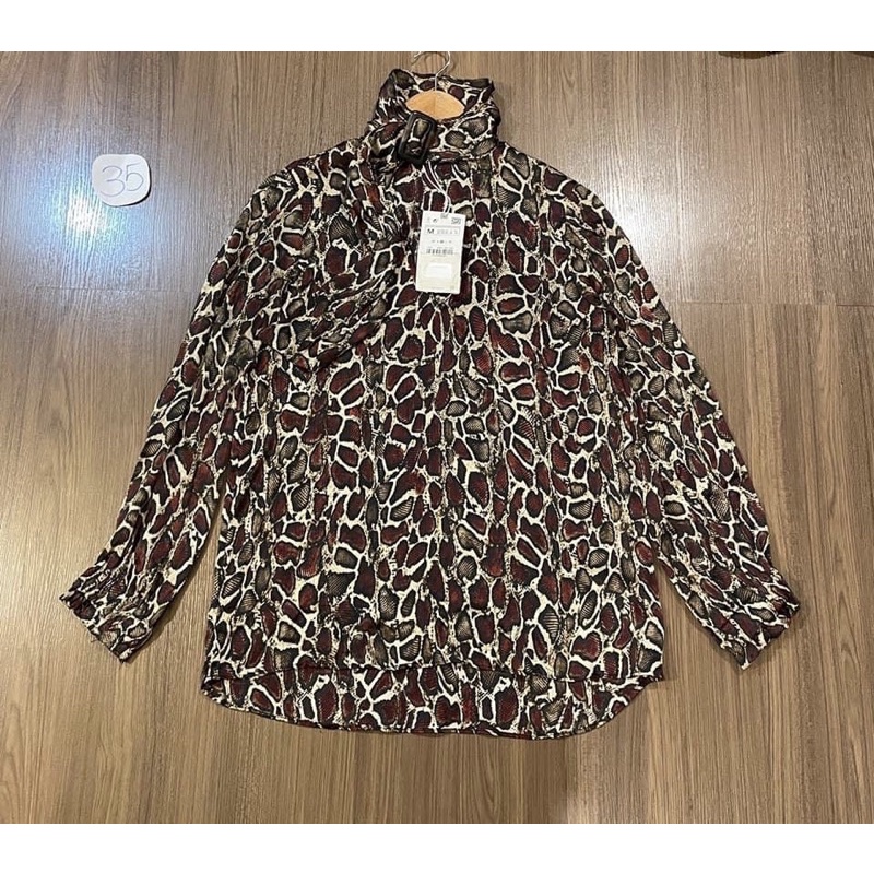 Zara brand Z.M เสื้อลายงู งานจริงสวยมาก ป้ายห้อย | Shopee Thailand