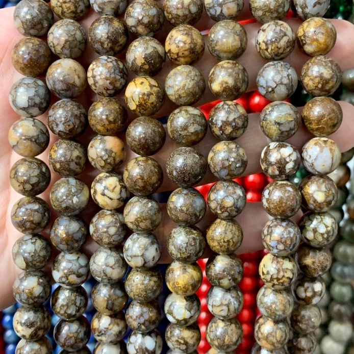 ไฟร์ เลซ โอปอล์ Fire lace Opal ทรงกลม เส้นยาว (เกรด A) *หินแท้ หิน ...