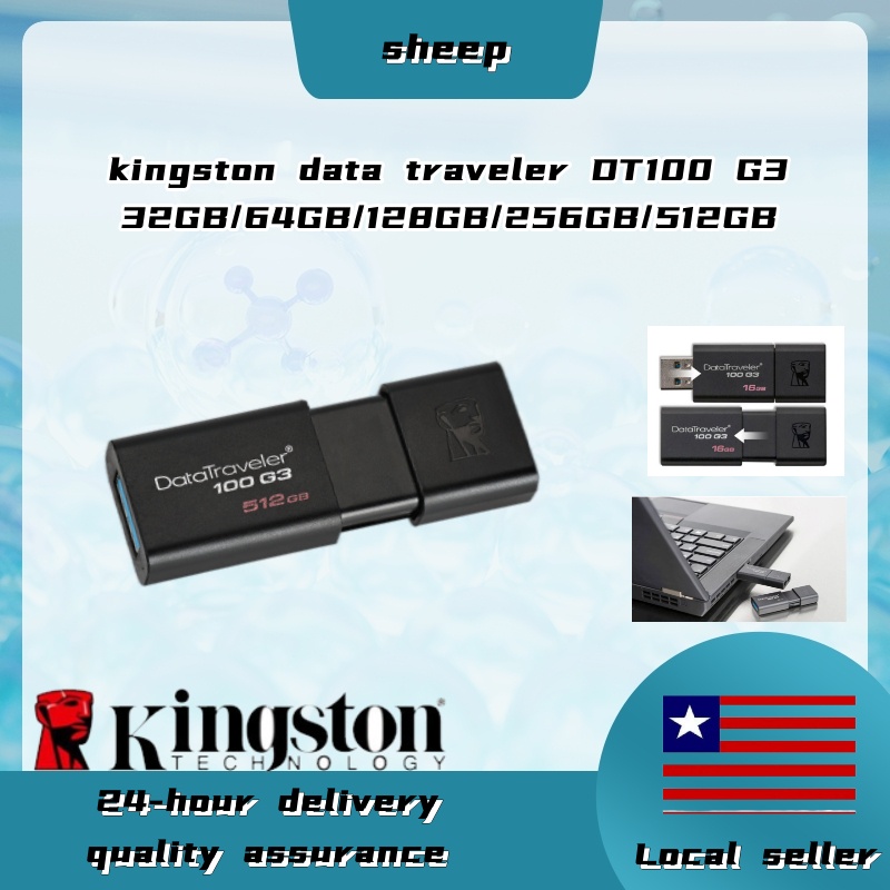 24H To Ship - Kingston data traveler DT100 G3 256GB-512GB คุณสมบัติ/Lifetime warranty/Easy to ...