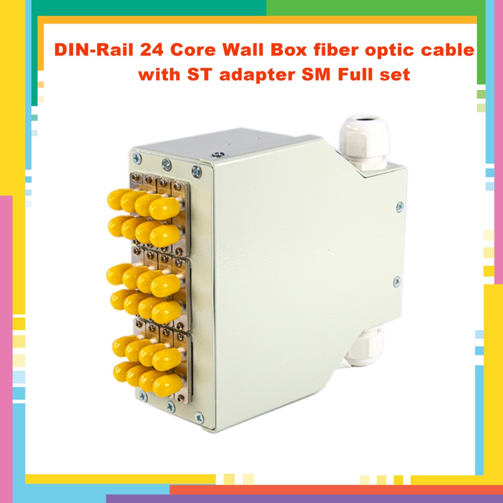 DIN-Rail 24 Core Wall Box fiber optic cable with ST adapter SM ...
