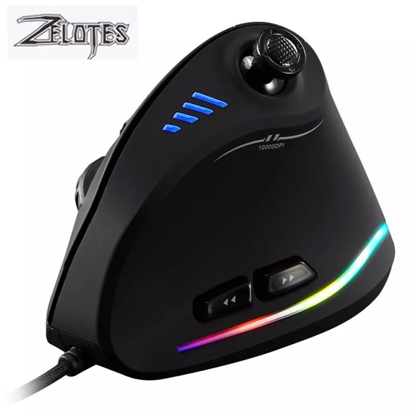 ZELOTES C18แนวตั้ง10000DPI เมาส์ USB แบบมีสาย RGB Optical Ergonomic ...