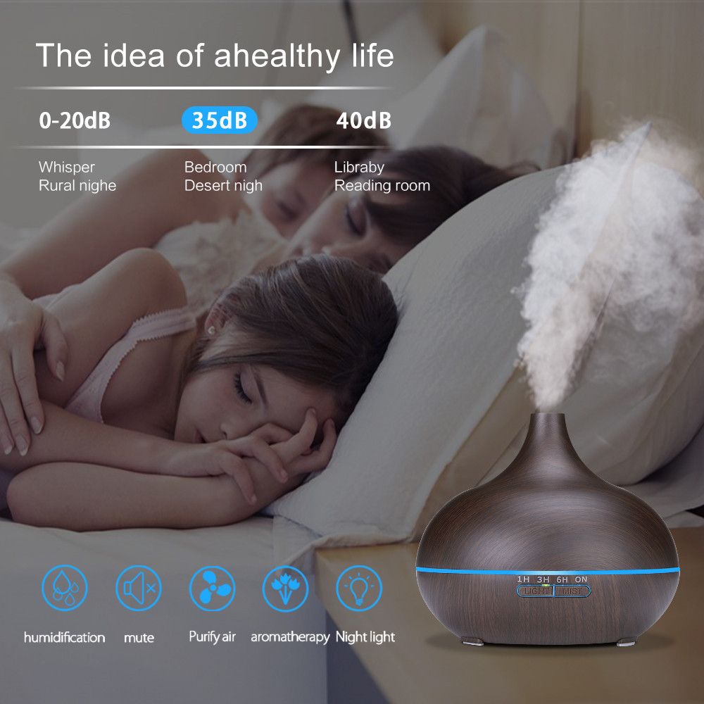 Aroma Diffuser 550ml เครื่องพ่นไอน้ำอโรม่า เพิ่มความชุ่มชื่นในอากาศ มี LED Light มีรีโมทควบคุม ...