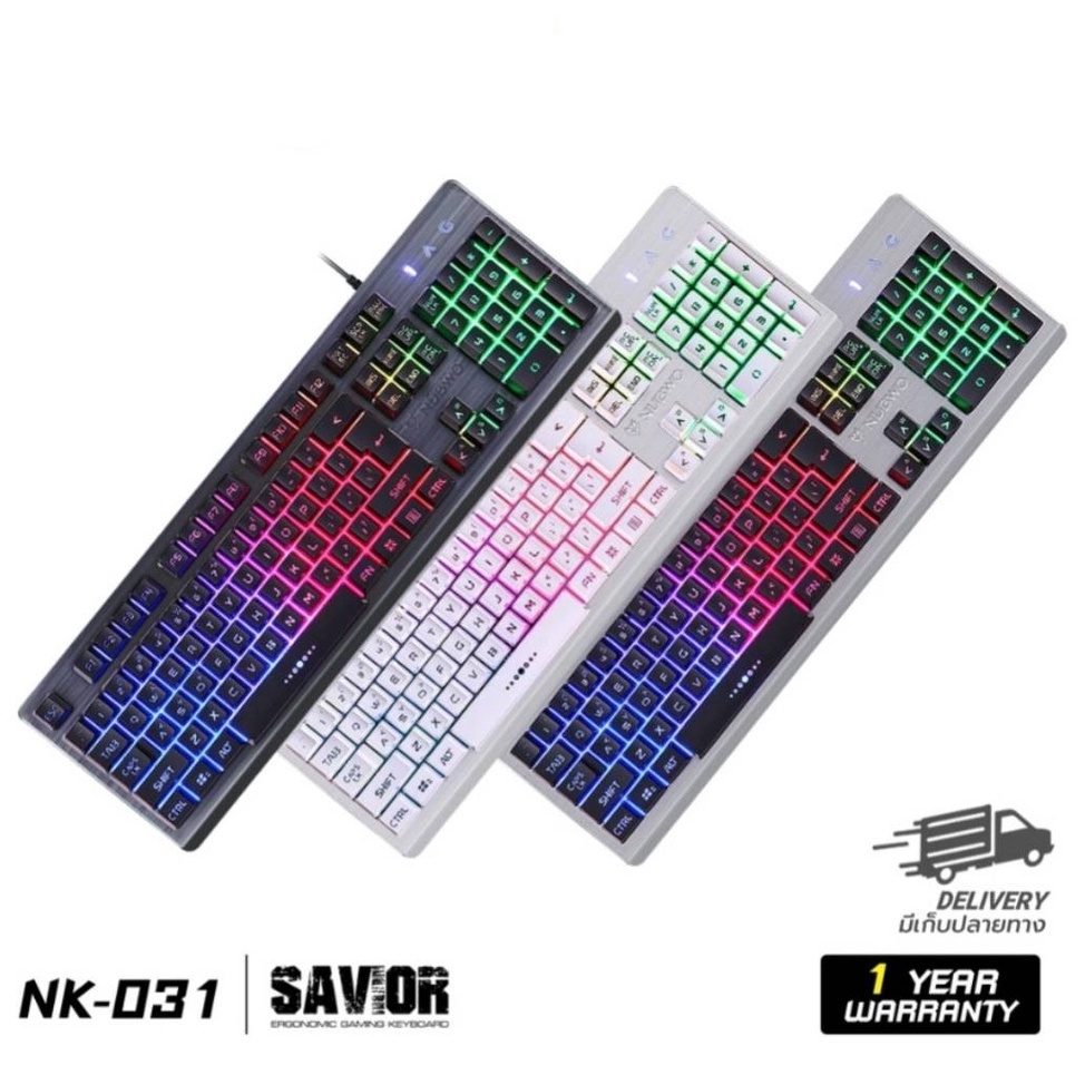 NUBWO NK-031 RUBBER DOME SWITCHES SAVIOR คีย์บอร์ดเกมมิ่ง Keyboard Gaming แป้นไทย/อังกฤษ รับ ...