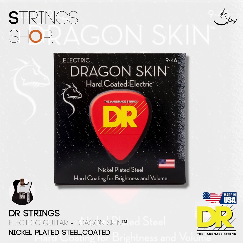 DR Strings สายกีตาร์ไฟฟ้า Dragon Skin™ - Clear Coated Electric Guitar ...