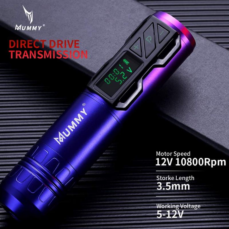 Mummy tattoo pen wireless ปากกาสักเพน Rotary ไร้สาย ใช้แบตเตอรี่ในตัว ...